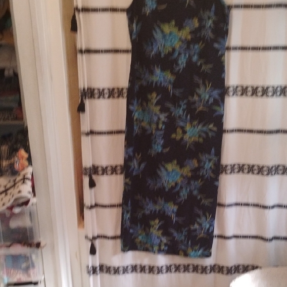 Studio I | Dresses | Studio I Black And Blue Floral Midi Dress | Poshmark